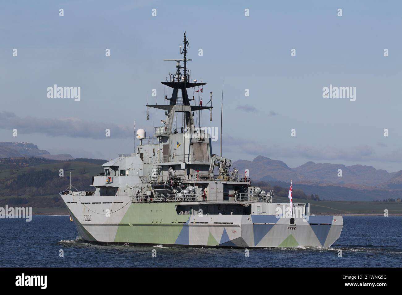 HMS Severn (P282), a Batch 1 River-class patrol vessel operated by the ...