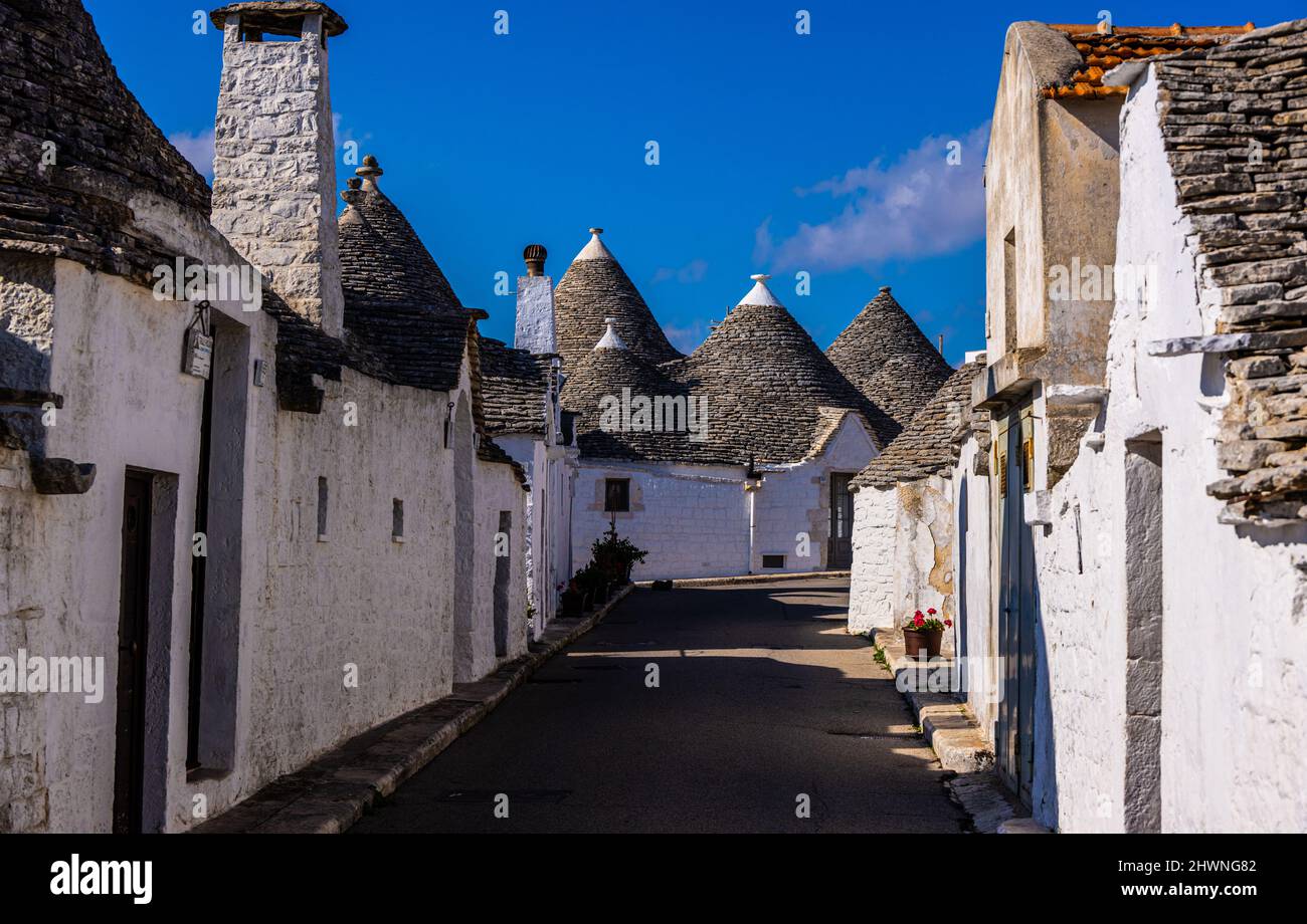 Historic Trulli houses in the city of Alberobello in Italy - a tourist ...