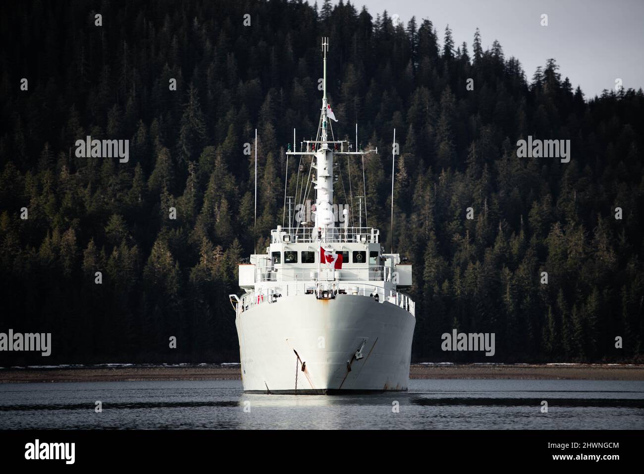 HMCS BRANDON, Royal Canadian Navy Ship at anchor for the day as part of ...