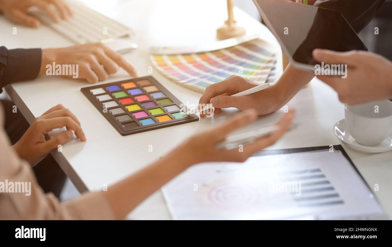 Professional architect and interior designer working together in the ...