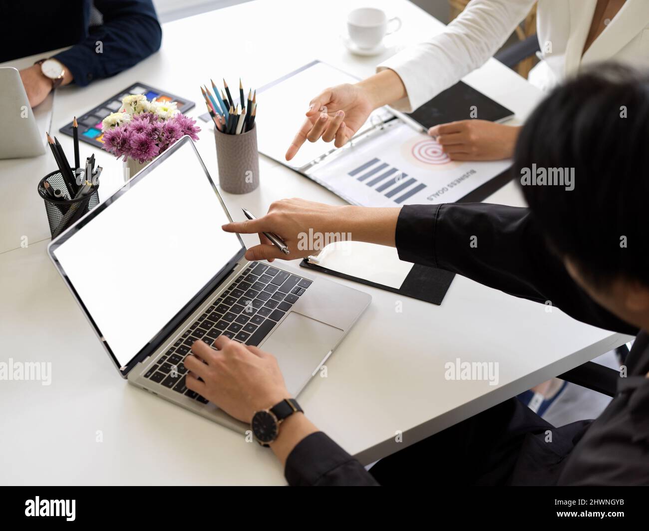 Close-up image, Business team having a meeting with executive manager ...