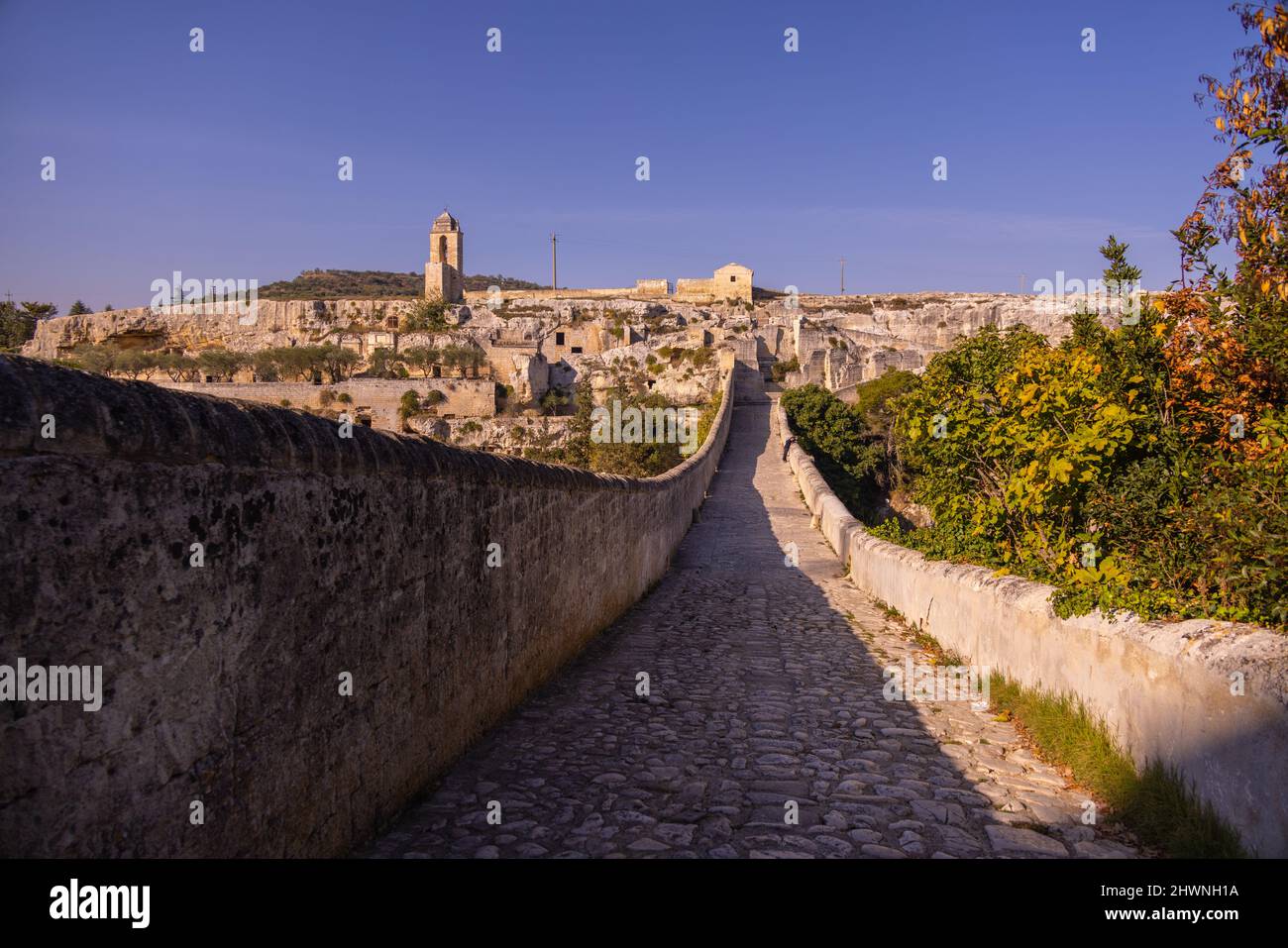 The historic village of Gravina in Puglia with its famous aqueduct ...