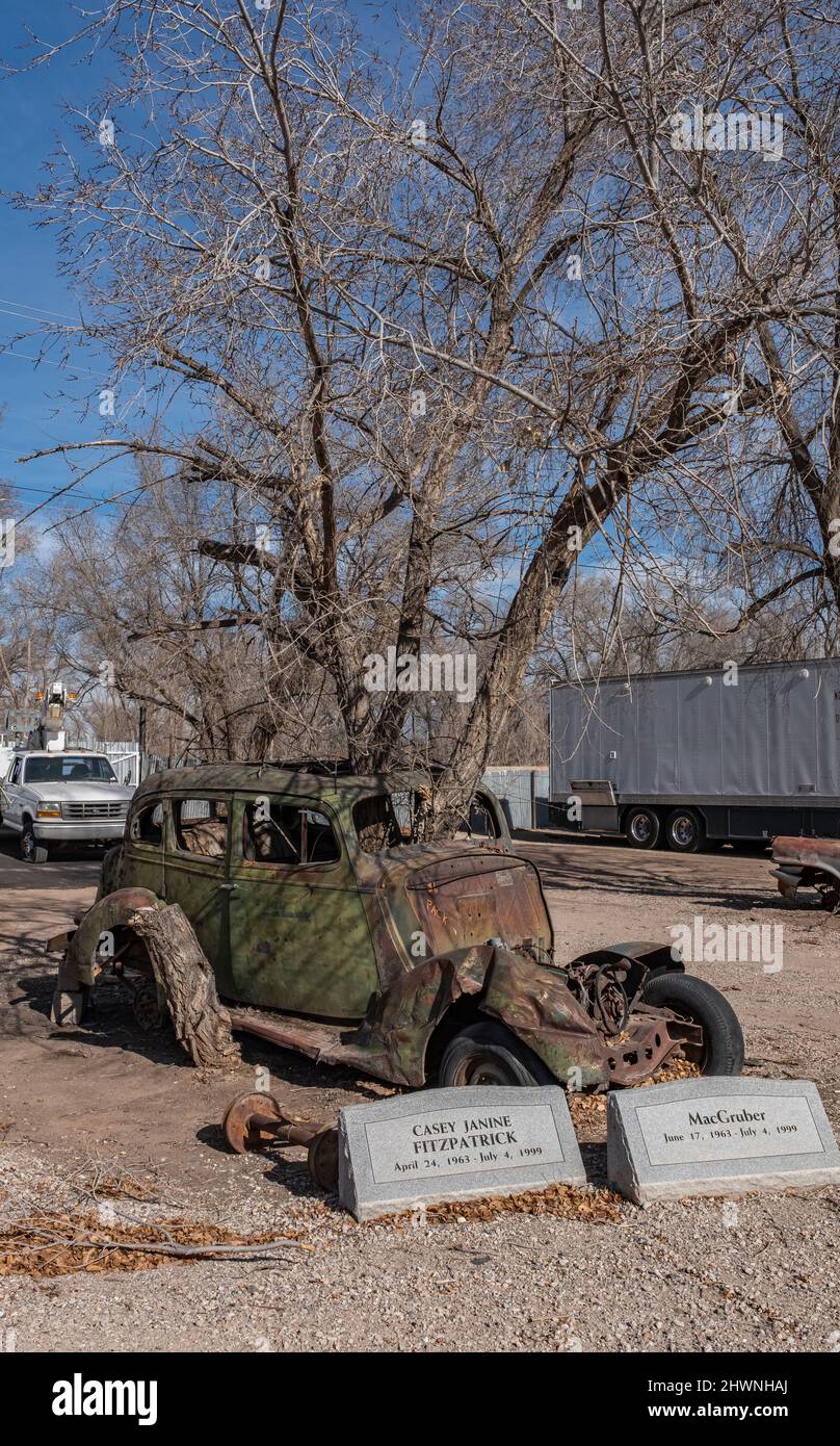junk cars with trees growing through them Stock Photo - Alamy