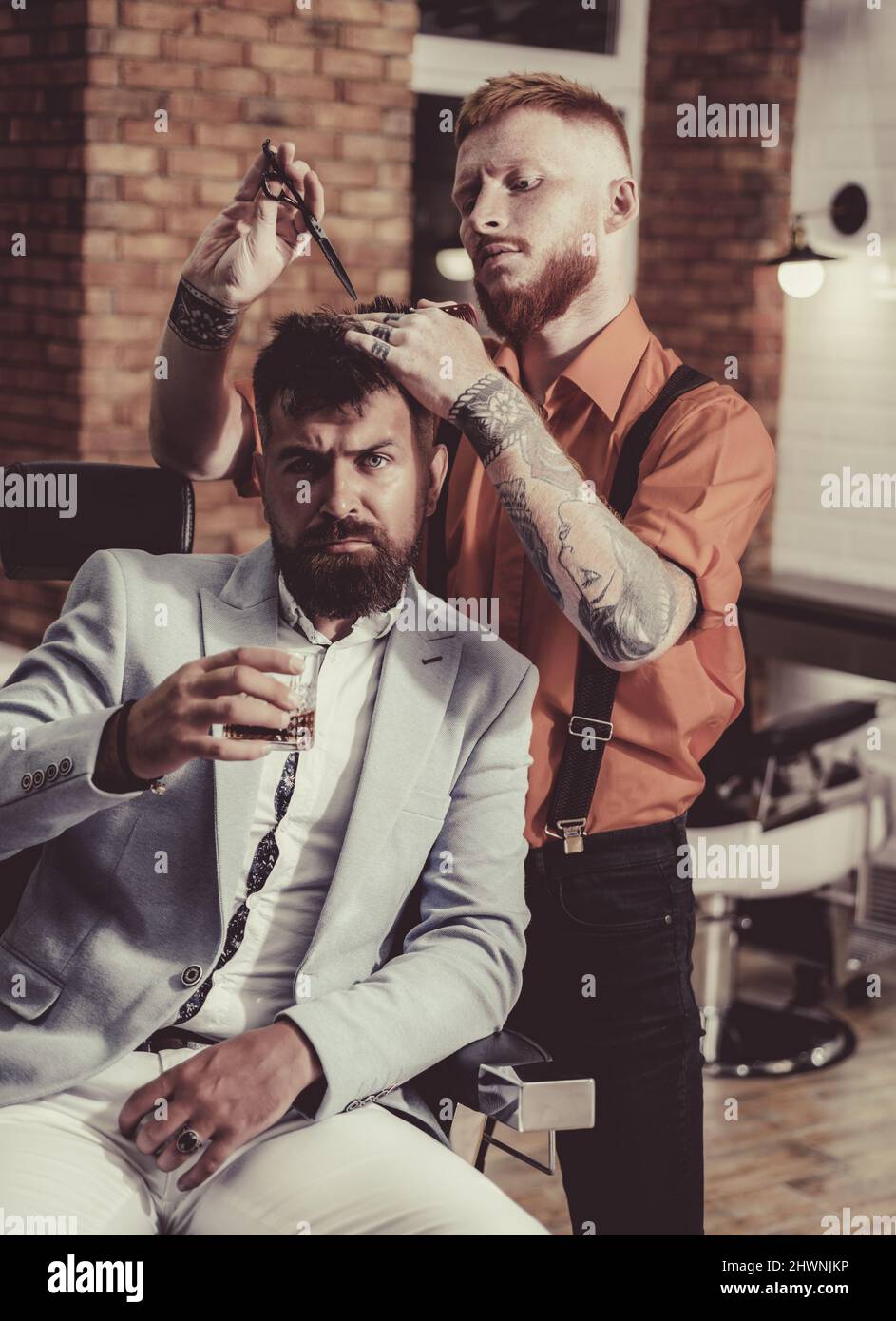 Ideas about Barbershop and Barber salon. Brutal guy in modern Barber ...