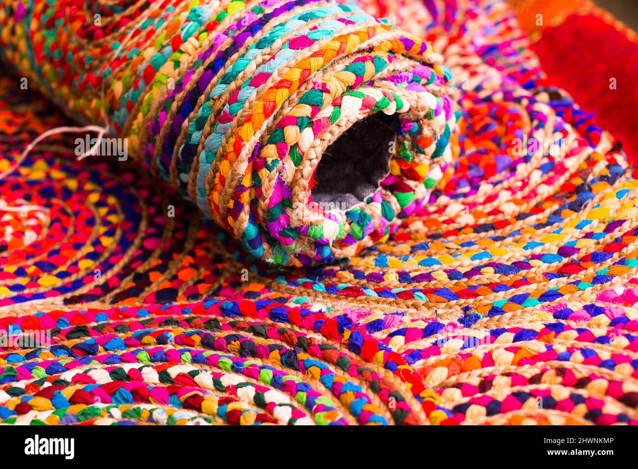 Assortment of colour carpets in the store Stock Photo - Alamy