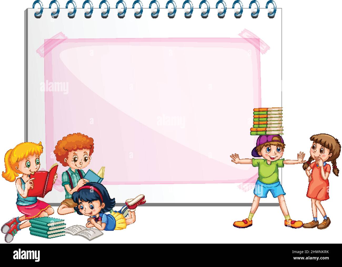 Blank note page frame with children illustration Stock Vector Image ...