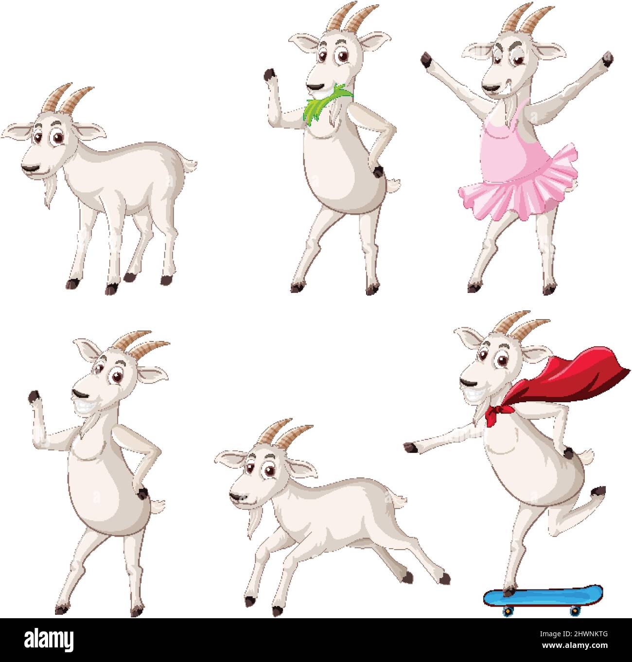 Set of goat in different poses illustration Stock Vector Image & Art ...