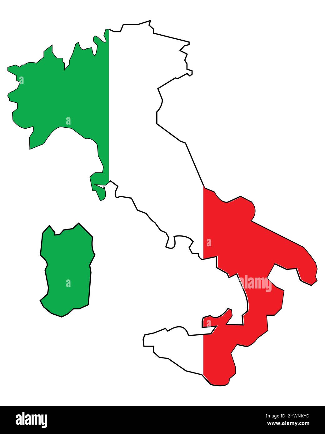 Card state Italy in colour of the national flag Stock Vector Image ...