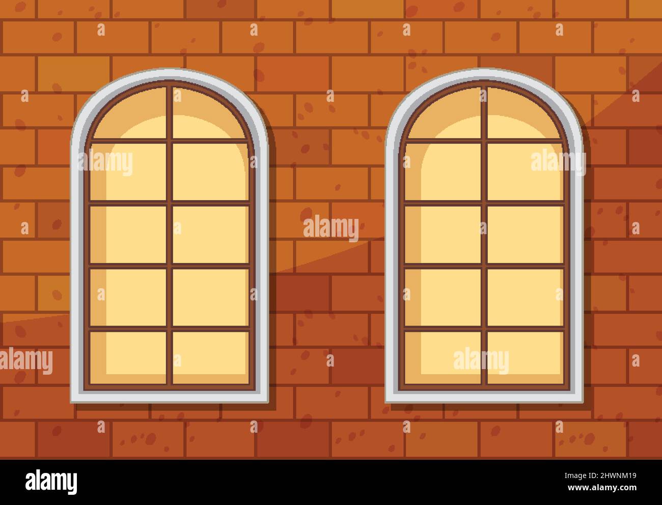 Windows on brick wall in cartoon style illustration Stock Vector Image ...