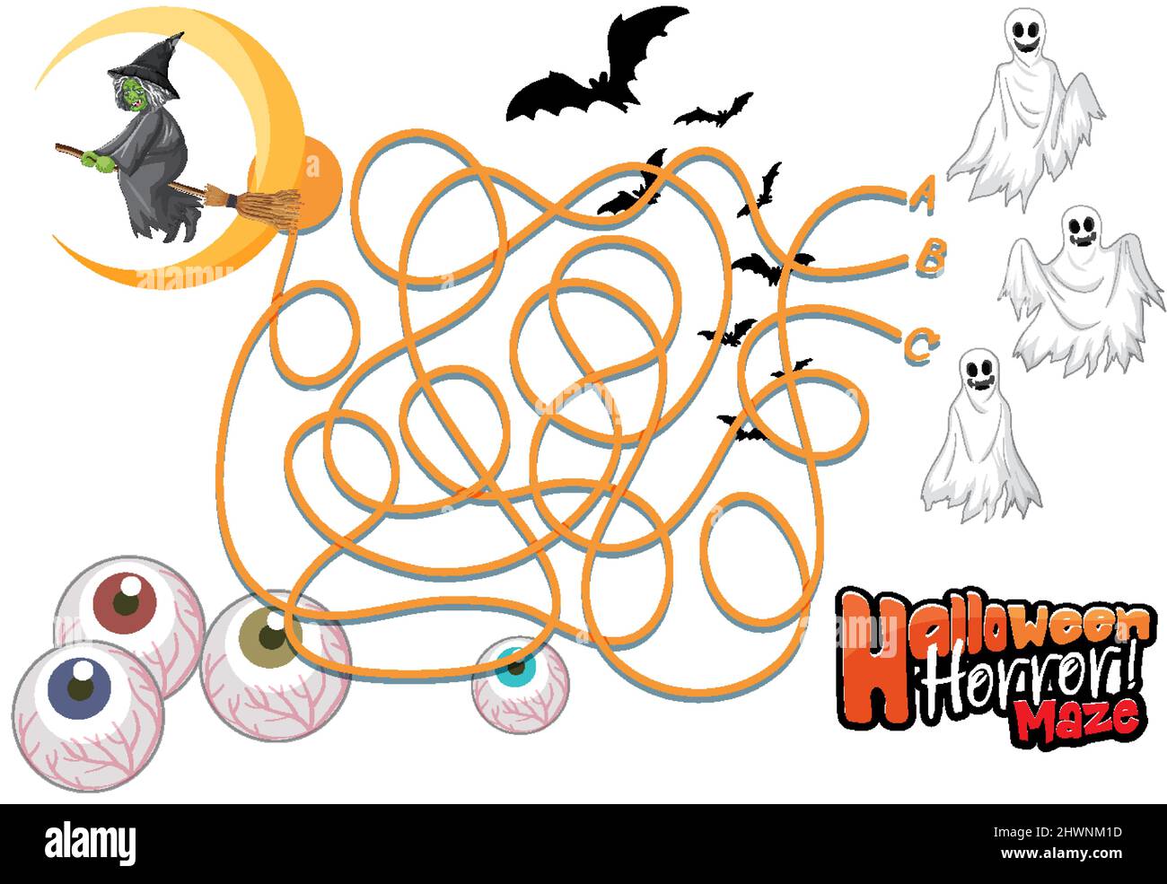 Halloween Horror Maze Game Template illustration Stock Vector Image ...