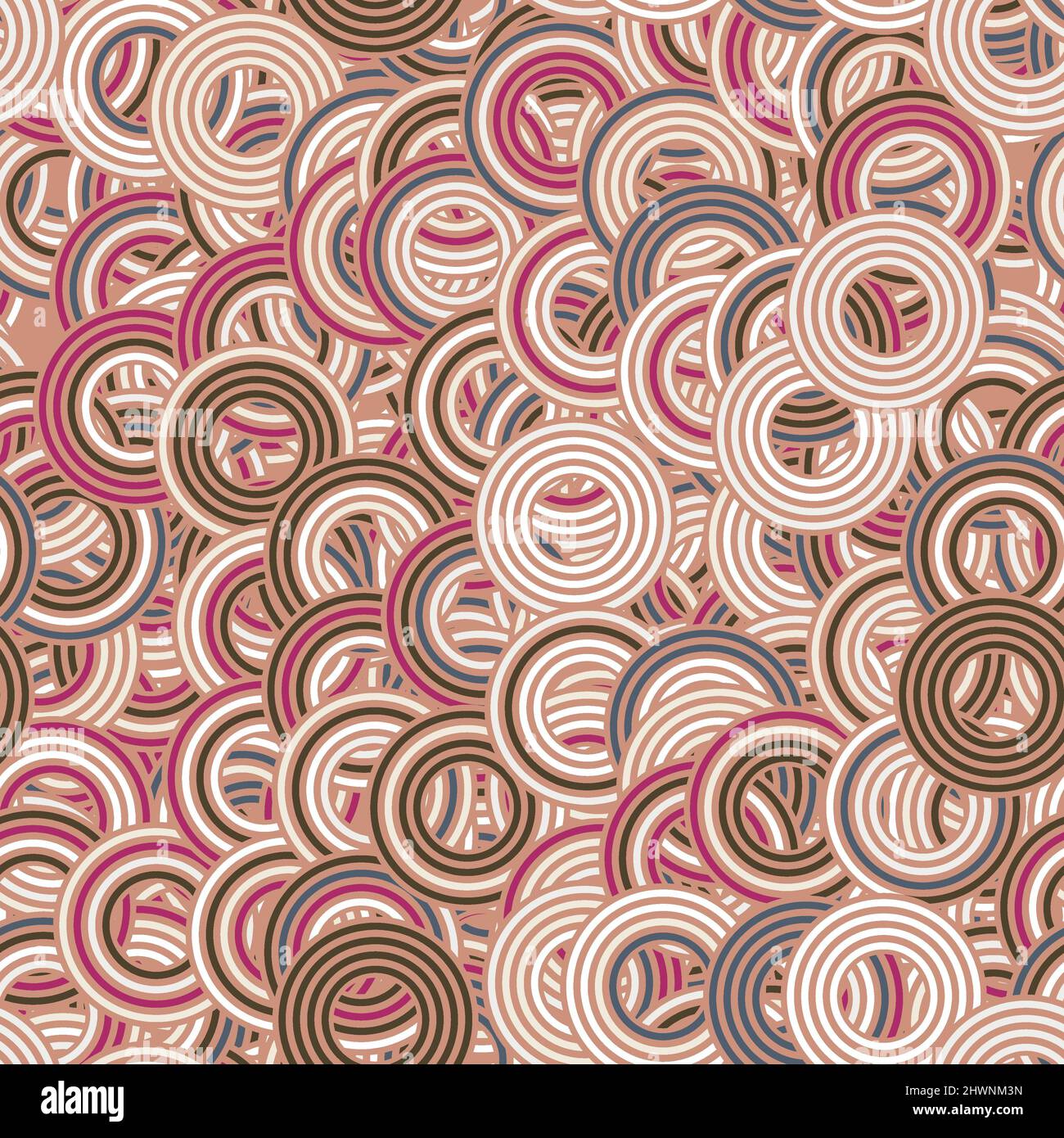 Seamless concentric circle in retro colors dizzy surface pattern design ...