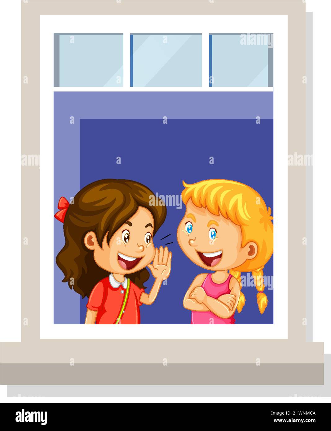 View through the window of cartoon character illustration Stock Vector ...