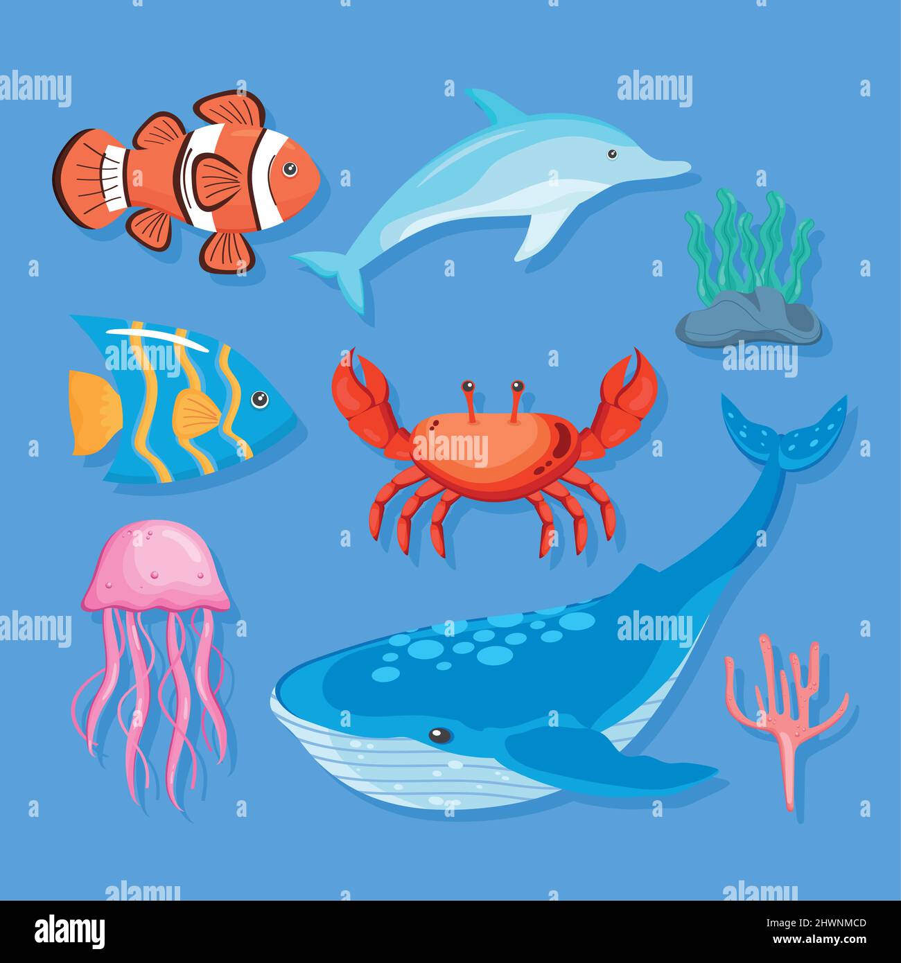 eight marine life icons Stock Vector Image & Art - Alamy