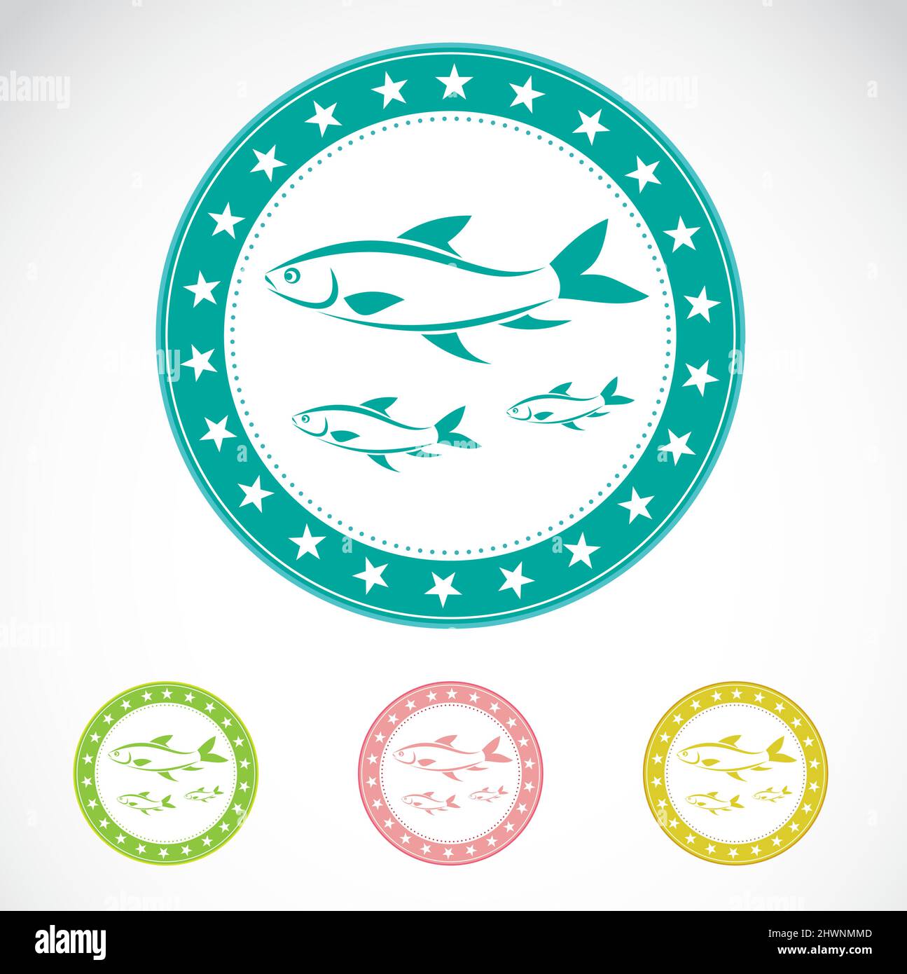 Set of vector fish label on white background. Easy editable layered ...