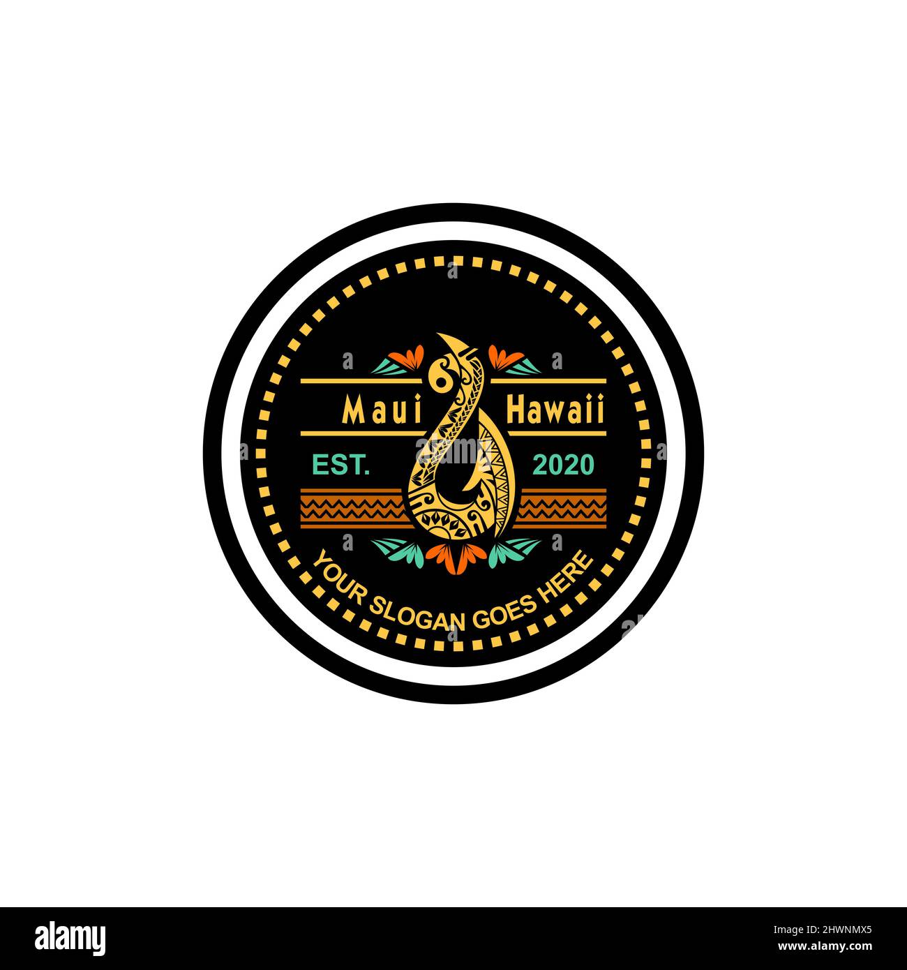 maui hawaiian tail fish logo , hawaiian logo Stock Photo - Alamy