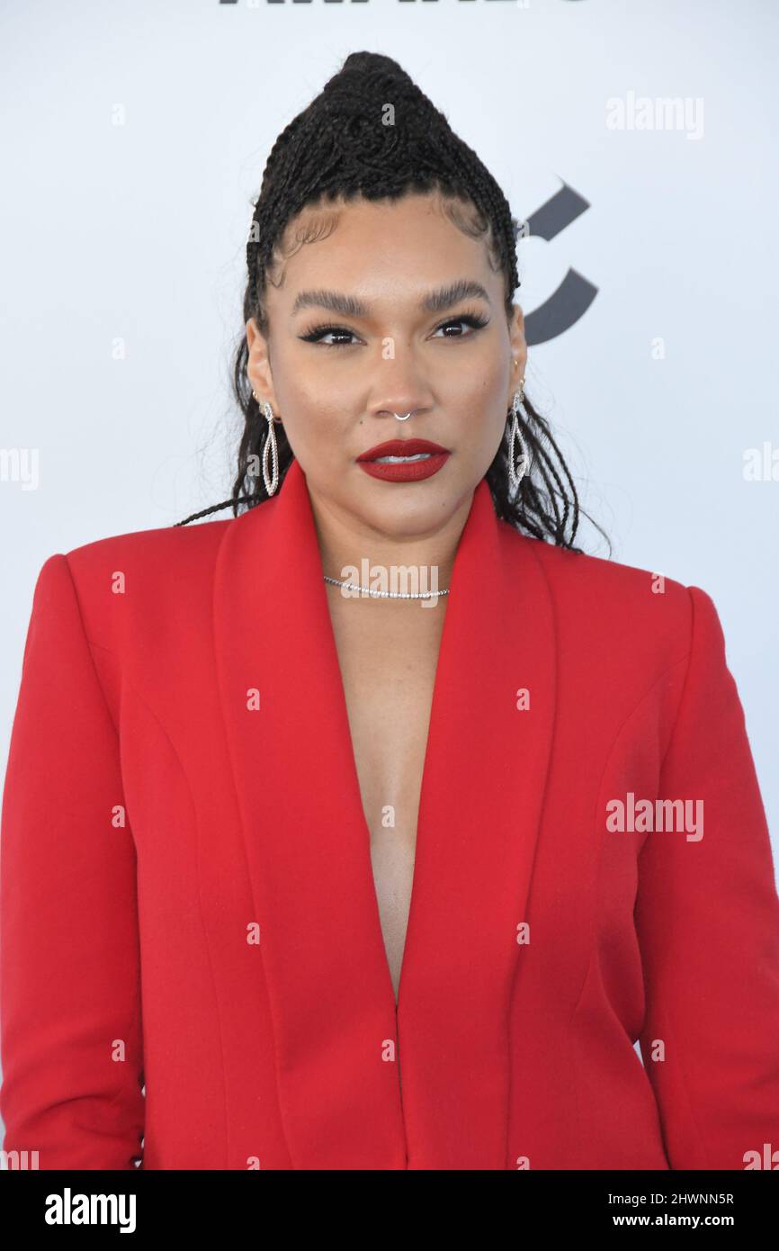 Emmy Raver-Lampman arrives at the 2022 Film Independent Spirit Awards ...