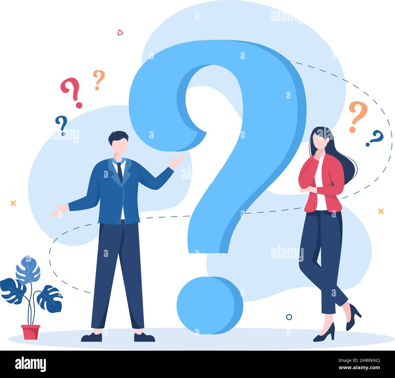 People Thinking to Make Decision, Problem Solving and Find Creative Ideas with Question Mark in ...