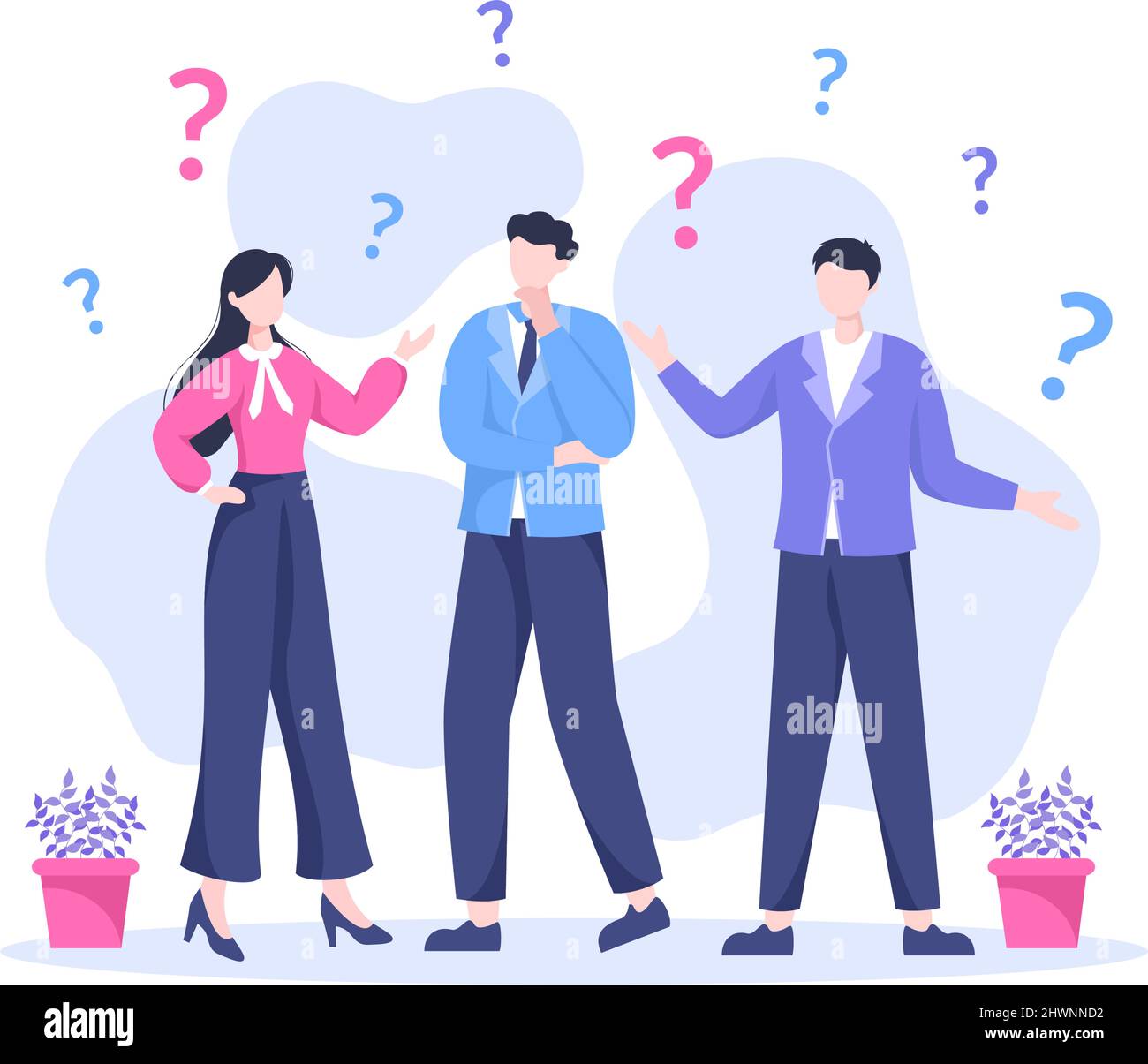 People Thinking to Make Decision, Problem Solving and Find Creative Ideas with Question Mark in ...