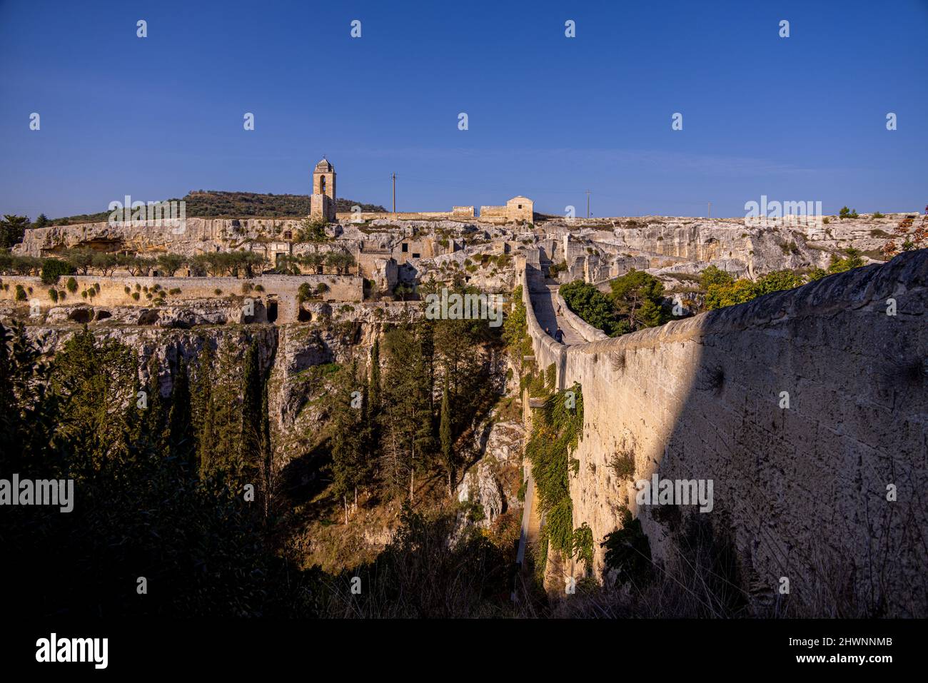 The historic village of Gravina in Puglia with its famous aqueduct ...