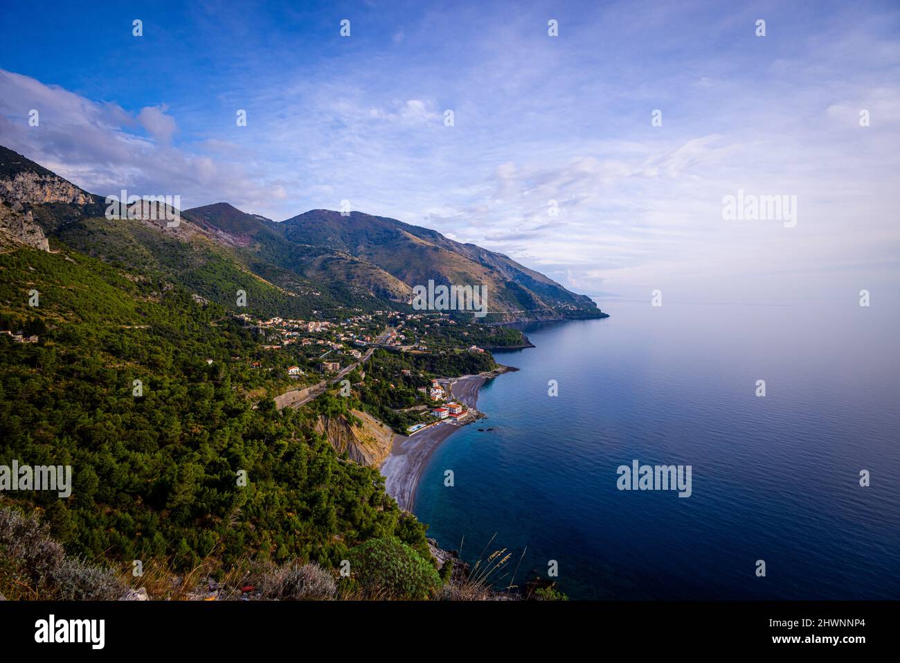 Beautiful Italian west coast in the bay of Sapri in Italy Stock Photo ...