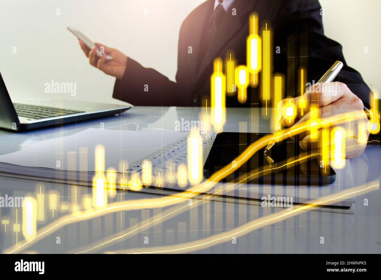 Stock market or forex trading graph and candlestick chart suitable for ...