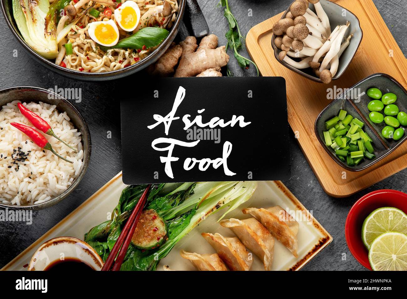 Asian food with dark background hi-res stock photography and images - Alamy