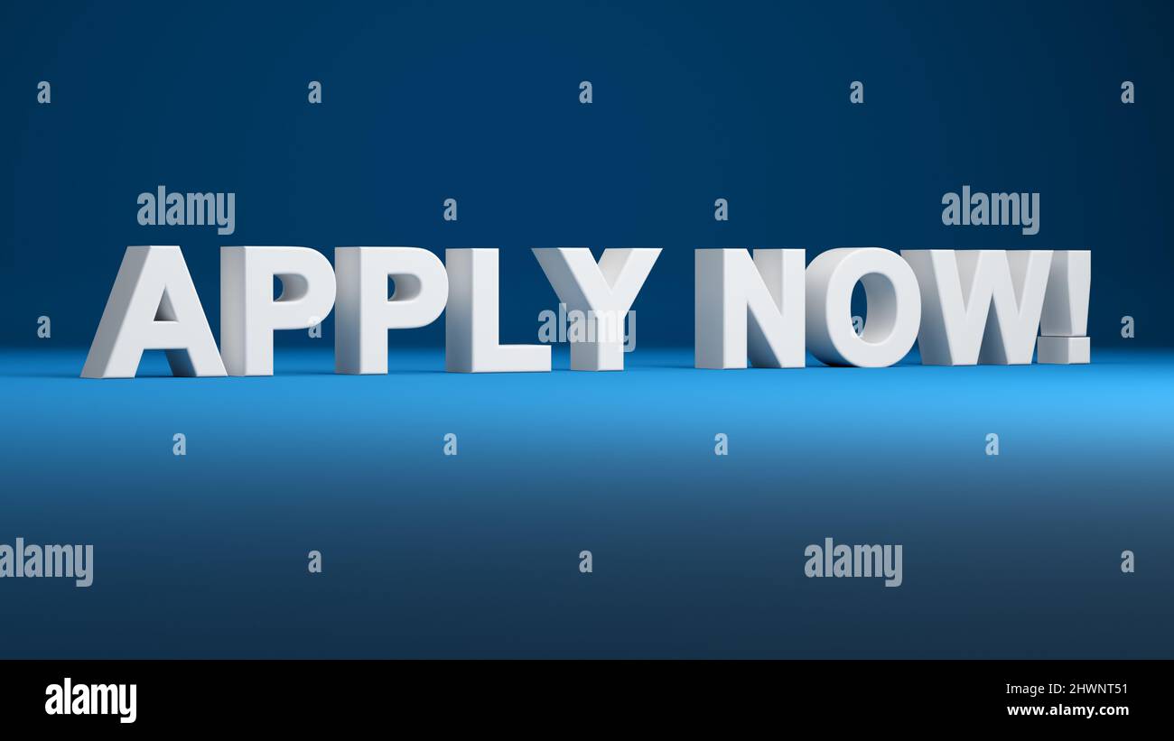 The word apply now on blue background. Job vacancy employment or ...