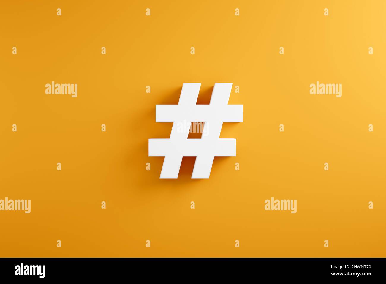 White hashtag symbol yellow background. 3d render Stock Photo - Alamy