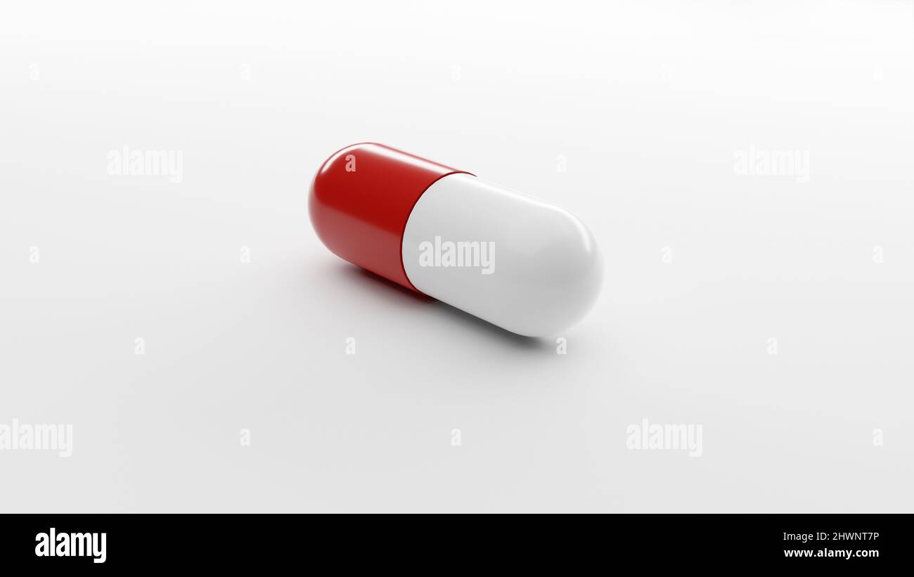Medical capsule pill medicine on white background. 3D render Stock ...