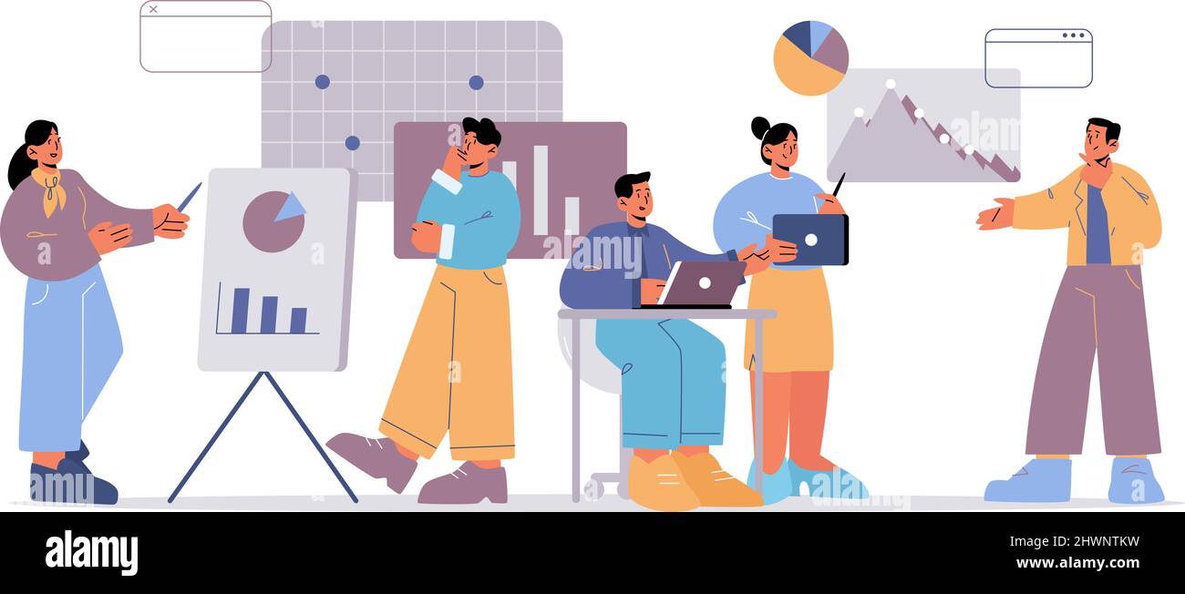 Analysts team analysing data charts business concept. Office people ...