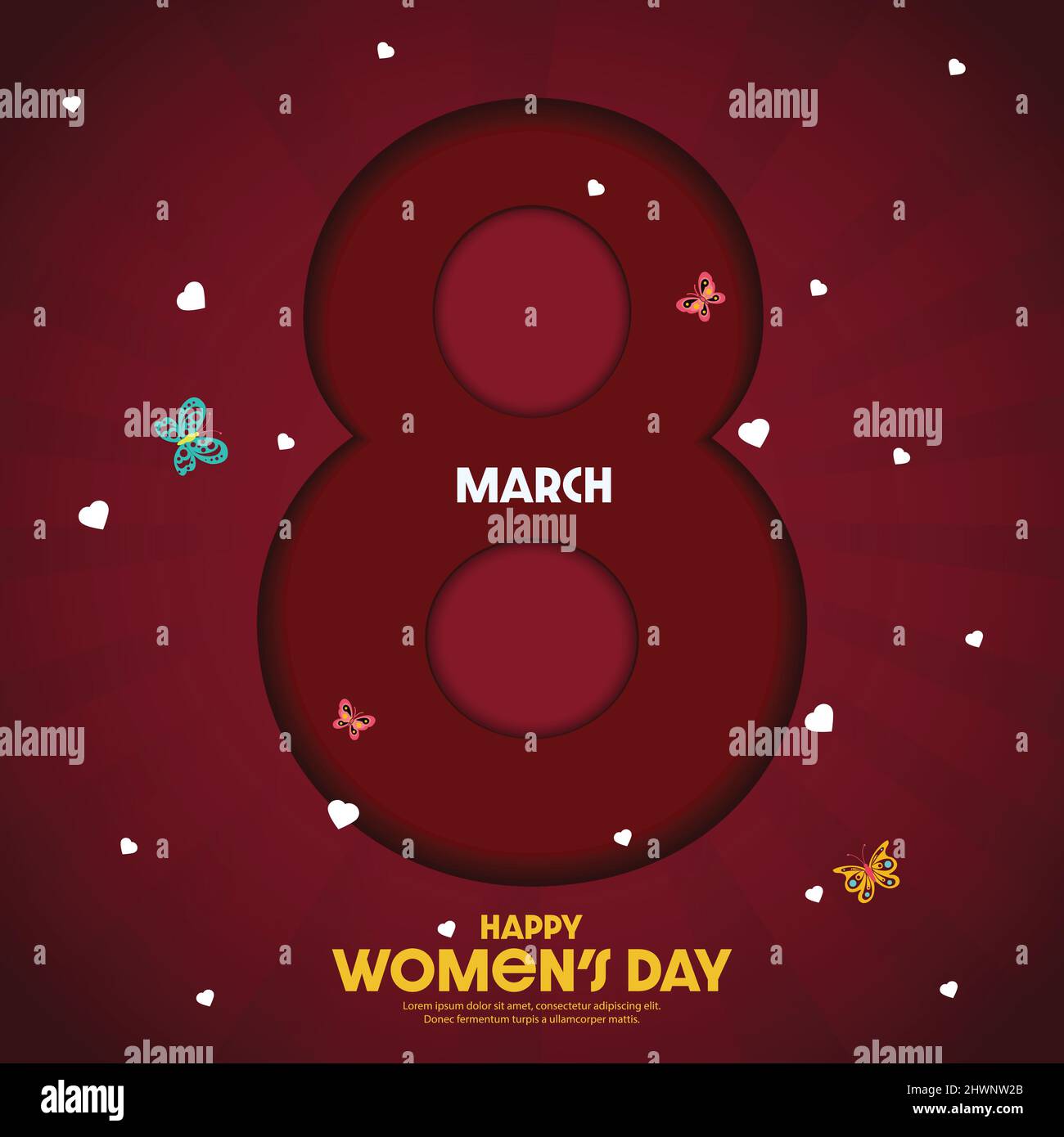 March 8, Happy International Women's Day Greeting Card Stock Vector ...