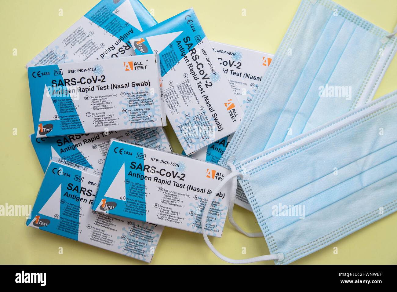 COVID-19 virus disease rapid swab test boxes Stock Photo - Alamy