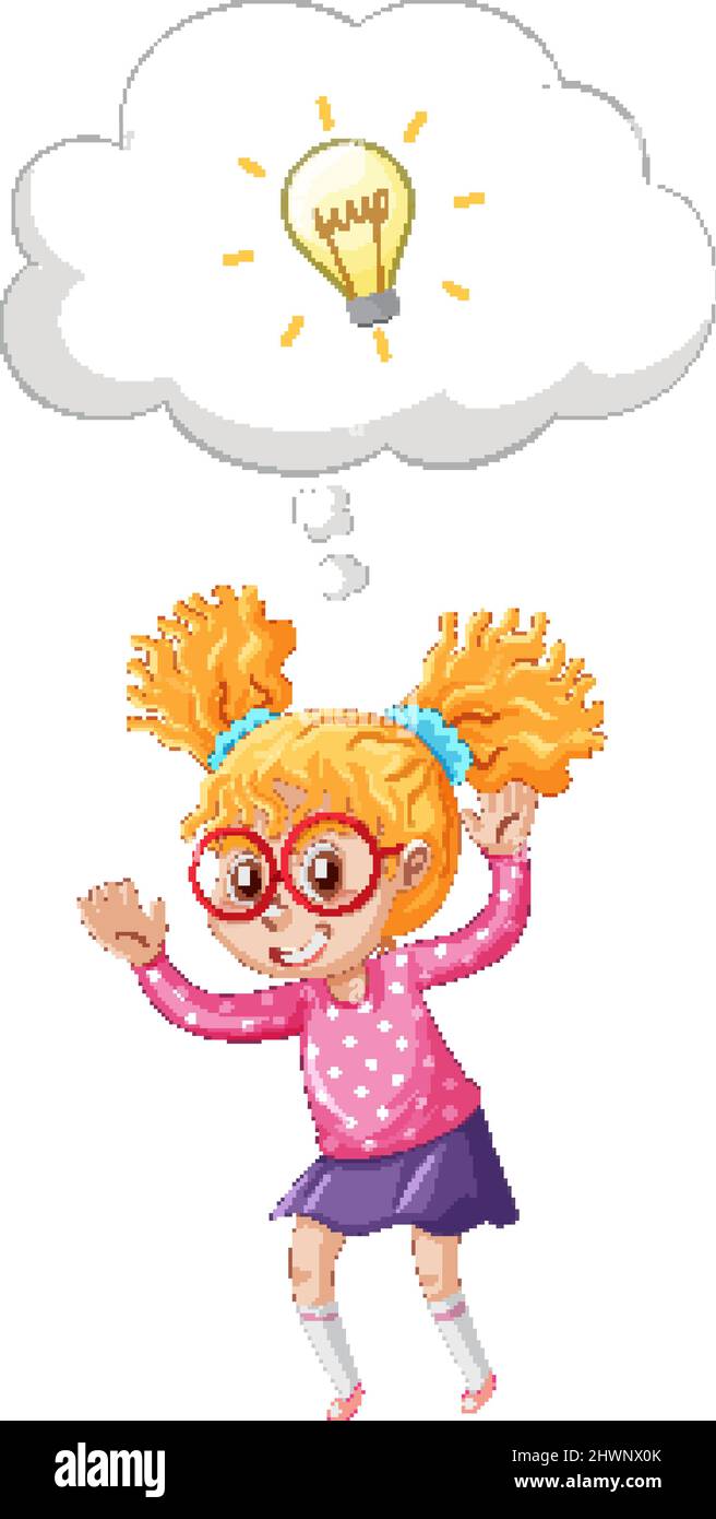 A girl standing and thinking on white background illustration Stock ...