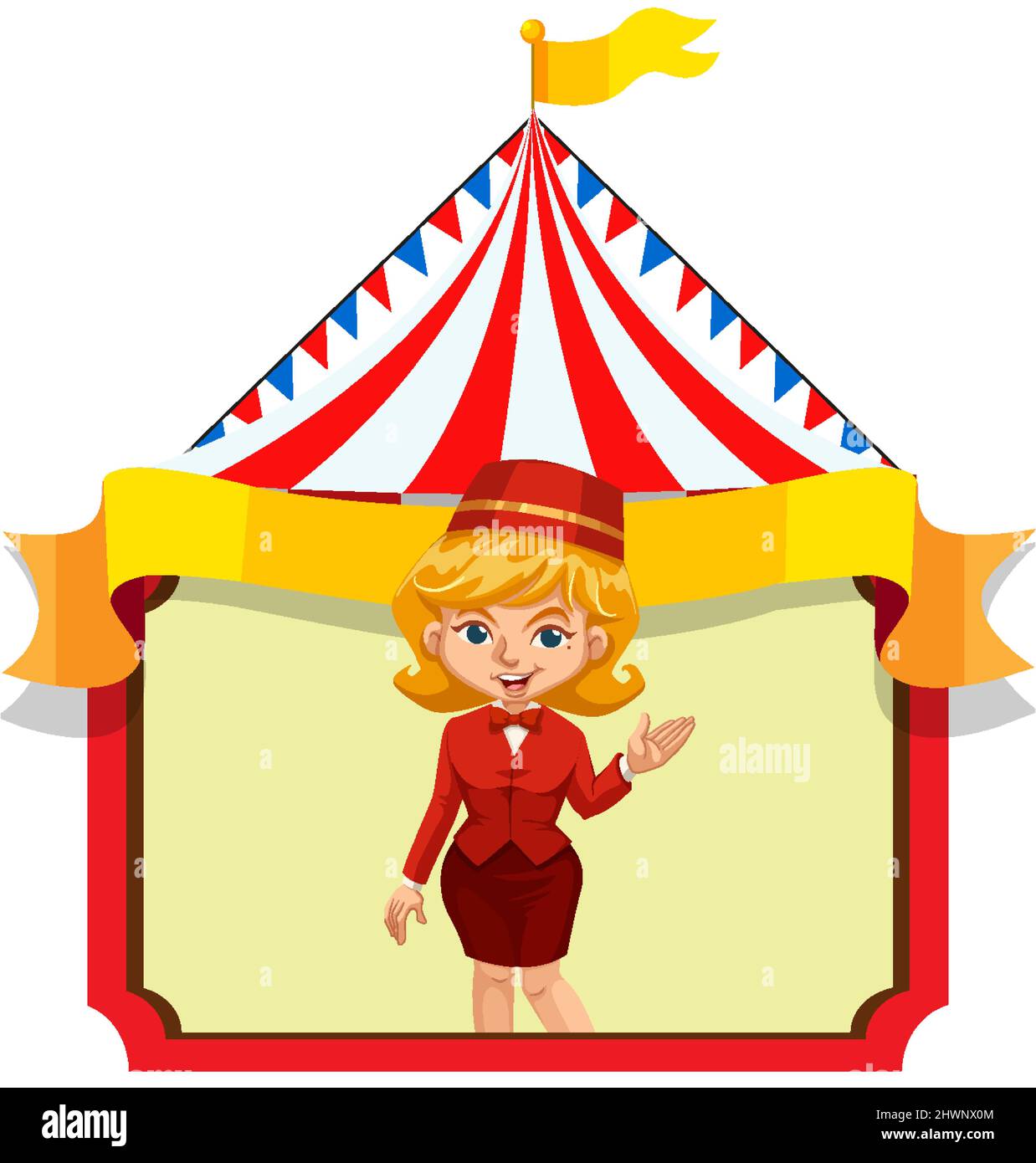 Happy girl in circus costume on the banner illustration Stock Vector ...