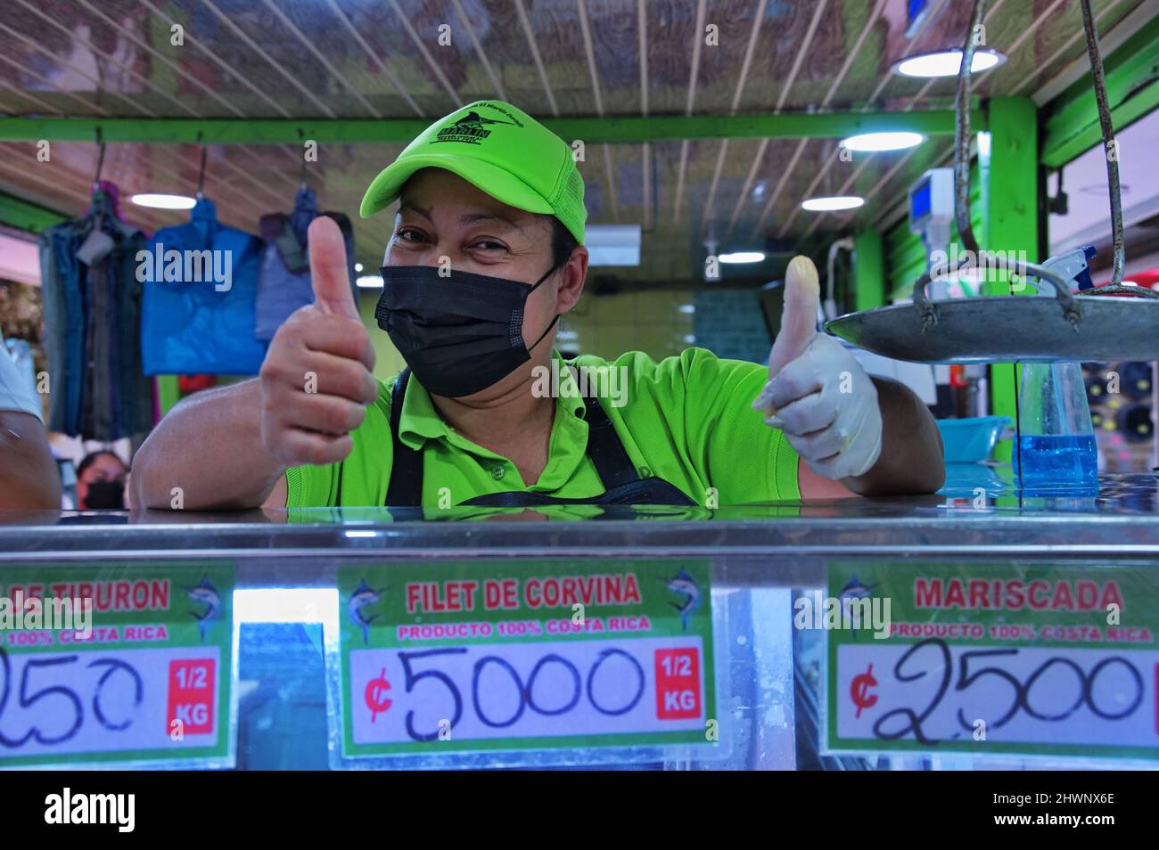 Woman selling fish at market in San Hose, Costa Rica Stock Photo - Alamy