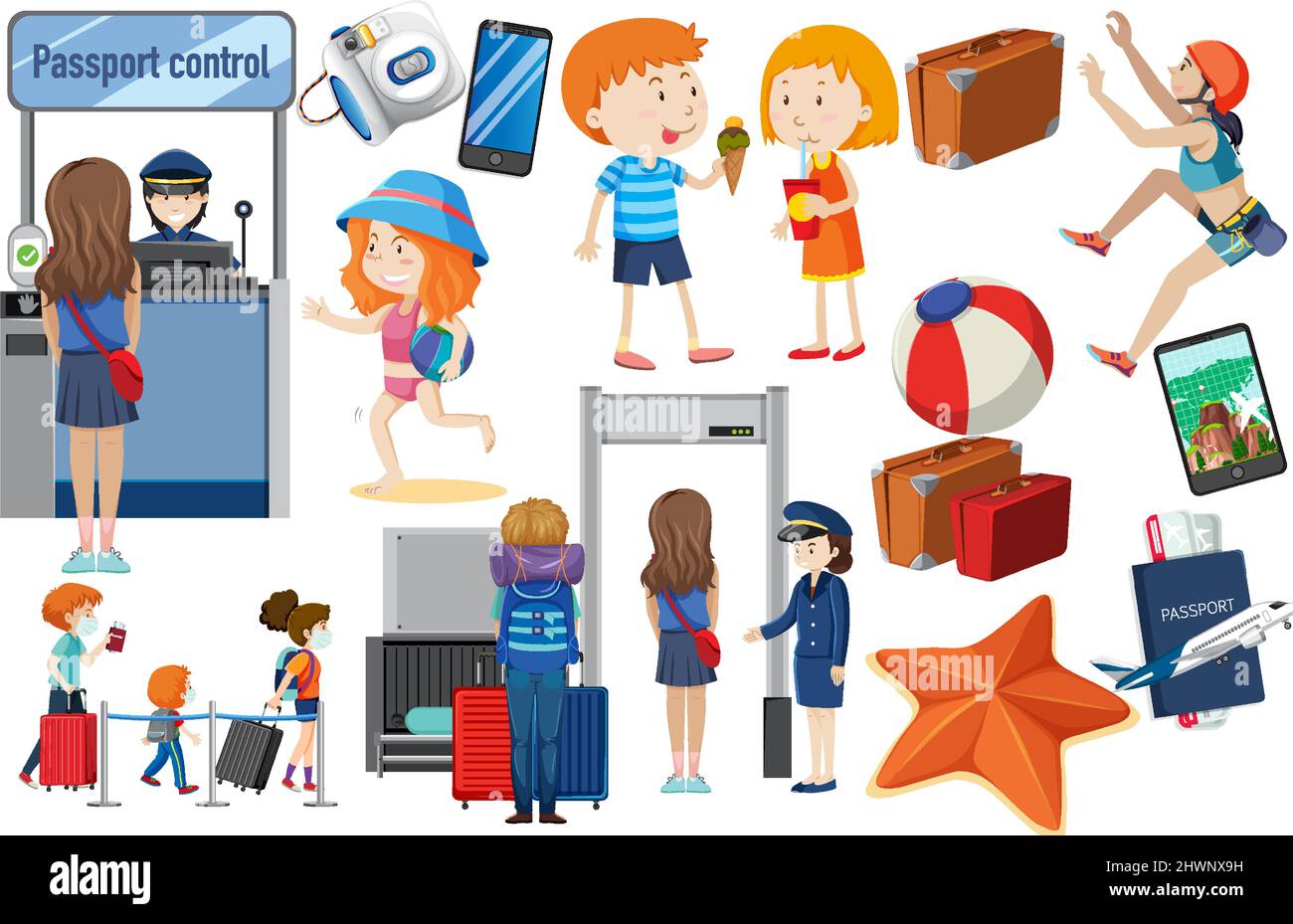 Set of people in different actions illustration Stock Vector Image ...