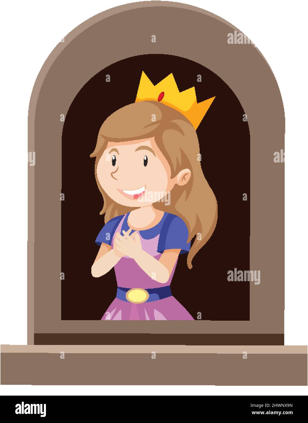 Fantasy princess character by the window on white background ...