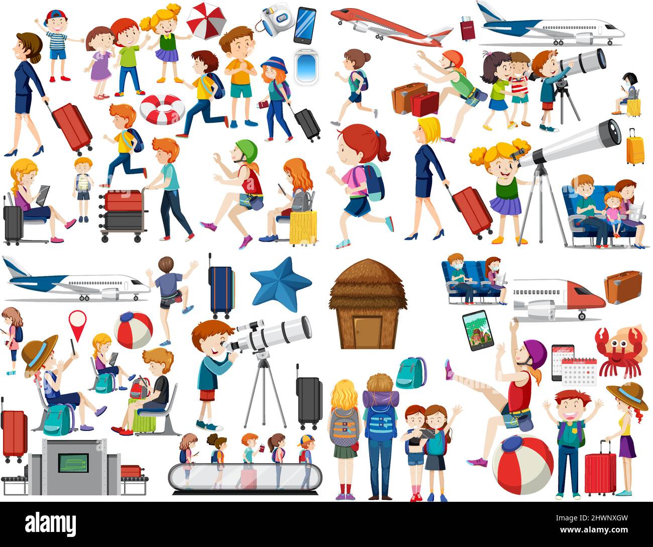 Set of people in different actions illustration Stock Vector Image ...