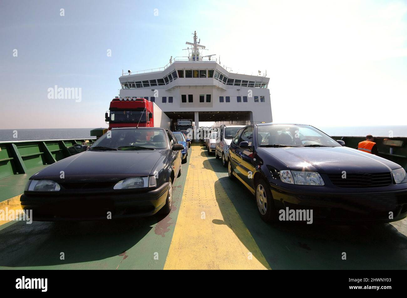 Cars are parked on a ferry Stock Photo - Alamy