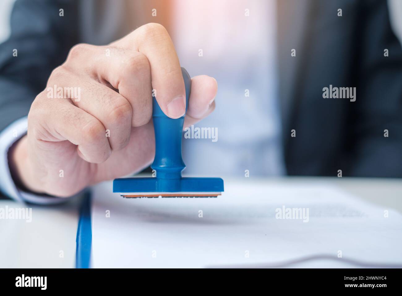 Businessman stamp during signing contract document.Business contract ...