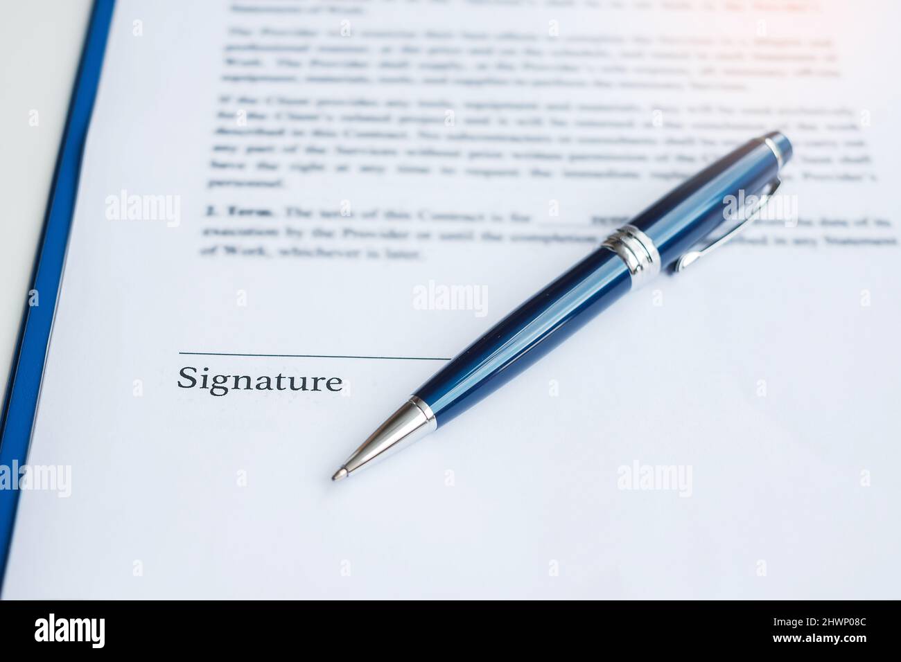 signature with pen on contract documents. Contract agreement, approve ...