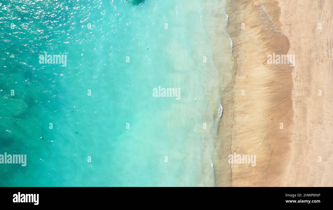 Aerial top down view to azure Ocean and Beach Stock Photo - Alamy