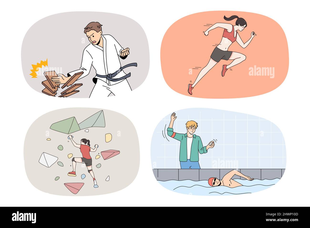 Collection of diverse sportsmen train workout for better results and ...