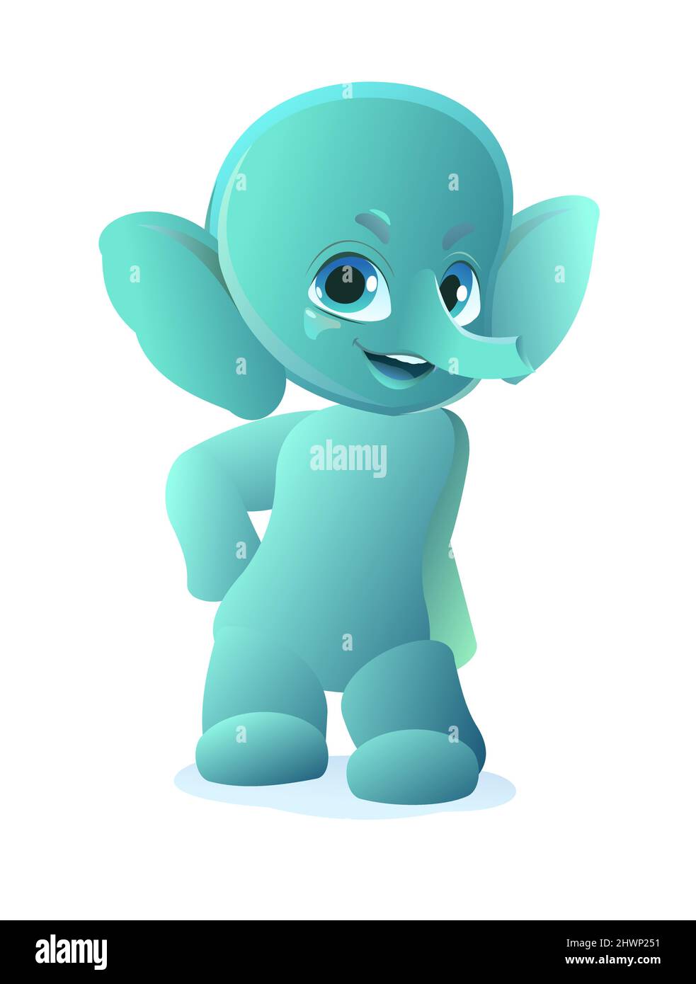 Little elephant conceived pampering. Cartoon person stands and smiles ...