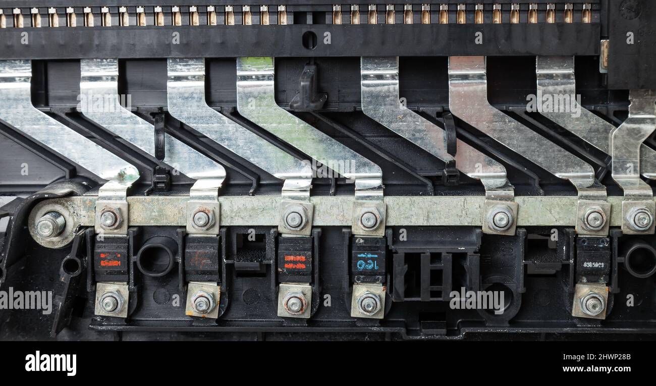 Close up view of Car Fuse box, Control engine lighting. Car electrical ...