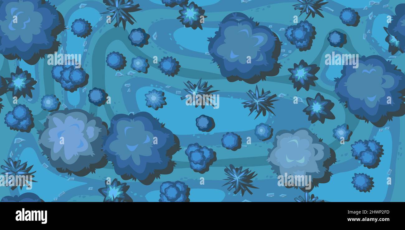 Night plant landscape top view. Wild forest trees and bushes. Dark ...