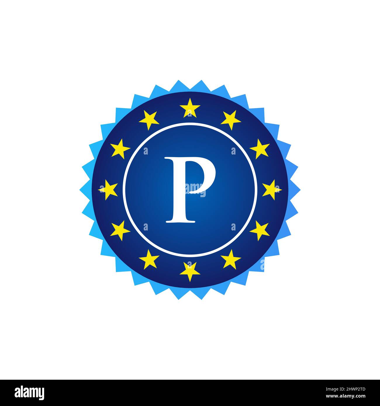 Badge And Label Logo Design On Letter P Sign. P Letter Vintage Badge ...