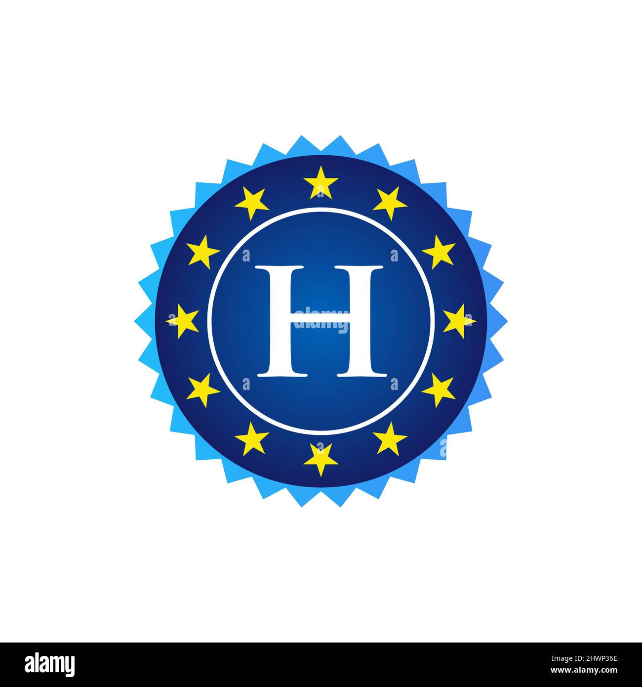 Badge And Label Logo Design On Letter H Sign. H Letter Vintage Badge ...