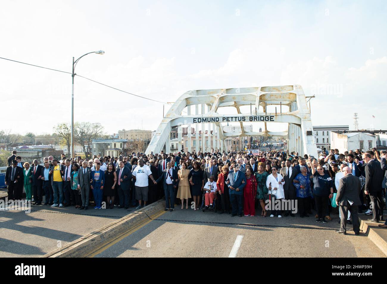 United States Vice President Kamala Harris ceremonially crosses the ...