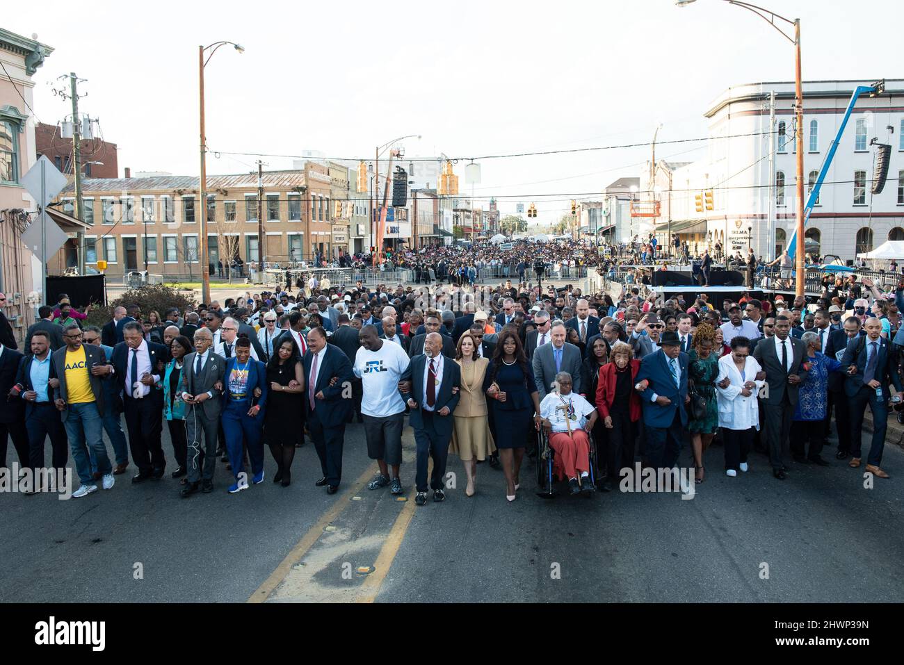 United States Vice President Kamala Harris ceremonially crosses the ...
